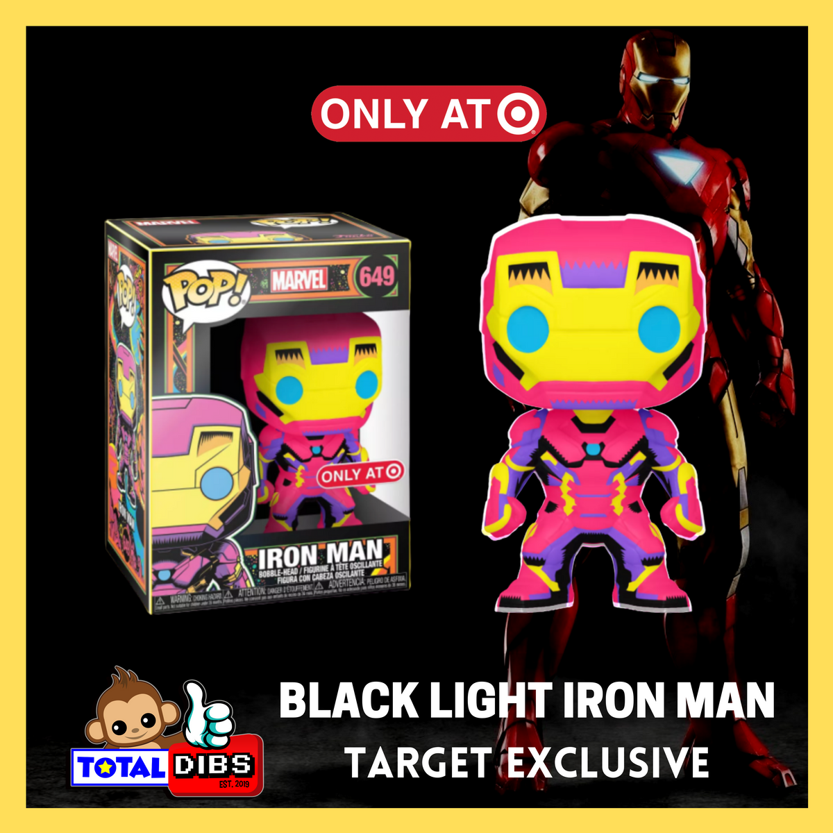 (PRE-ORDER) Target Exclusive - Pop! Marvel - Iron Man (Black Light Ser ...